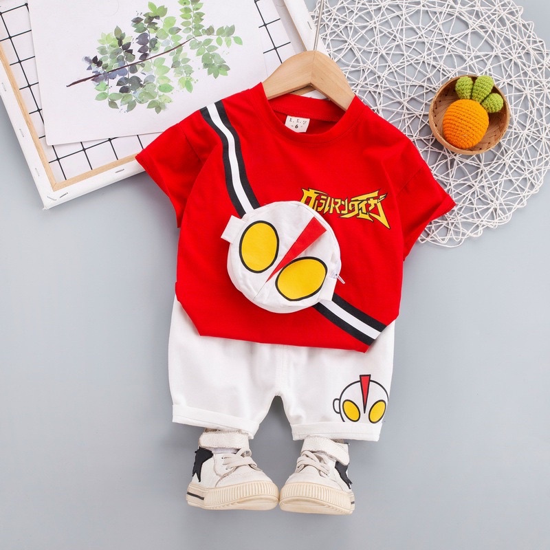 Raya Kids Boys Ultraman Costume Real Zipper Sling Bag Design Shirt And ...