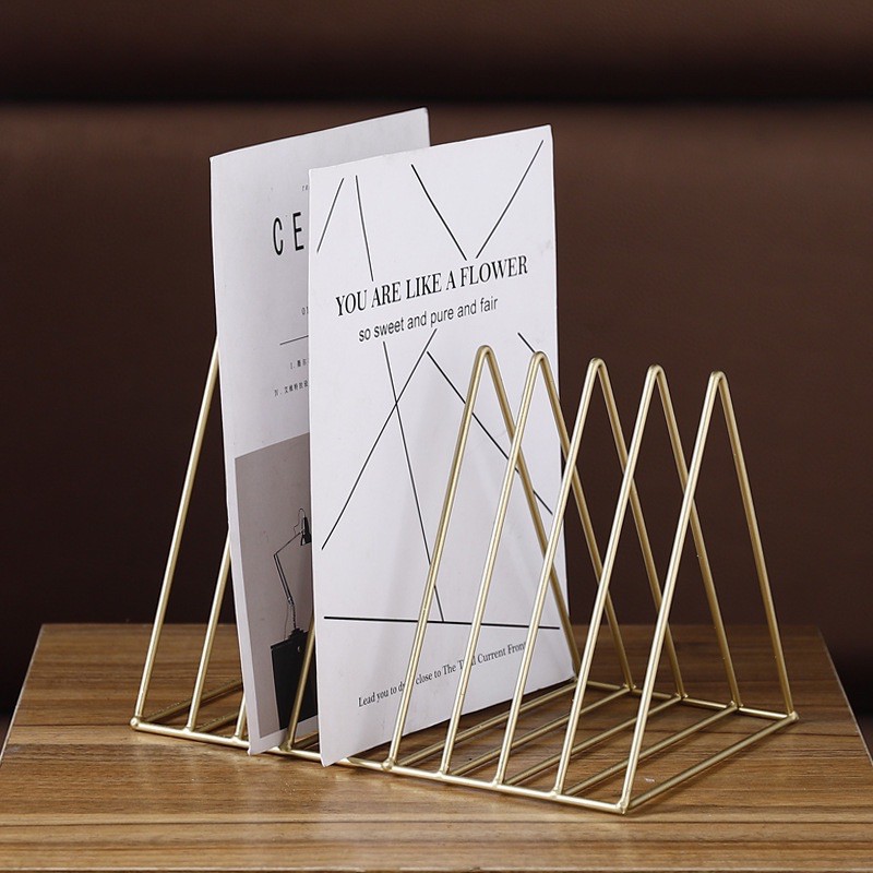 Nordic Minimalist Iron Grid Triangular Office Desk Paper File Magazine ...