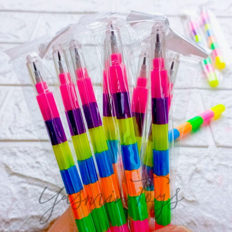 Colored stacking pencils / rainbow pencils / 8 tier lego pencils ...