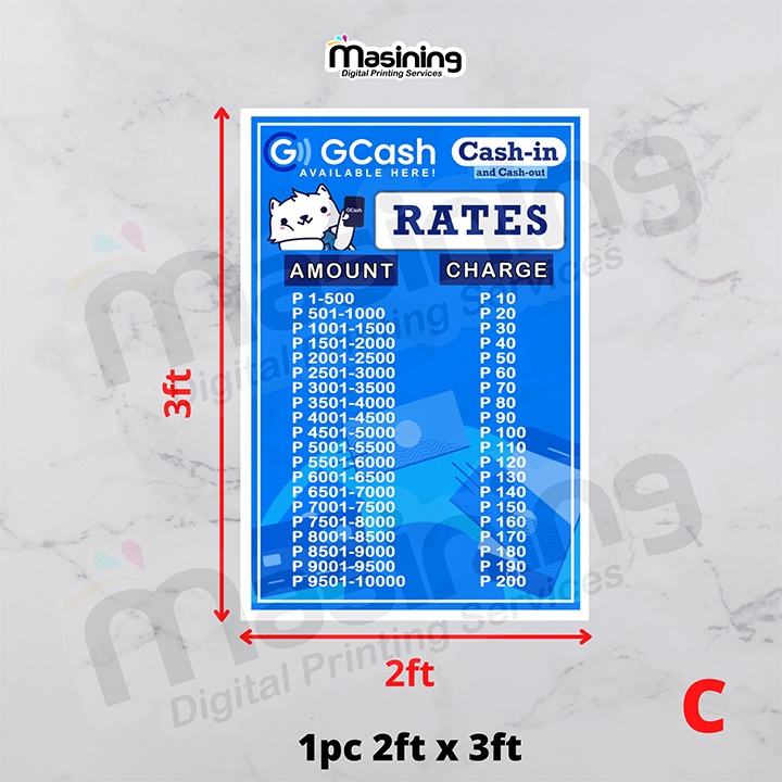 Gcash Rates Tarpaulin - 3ft x 2ft / 1.5ft x 2ft | Shopee Philippines