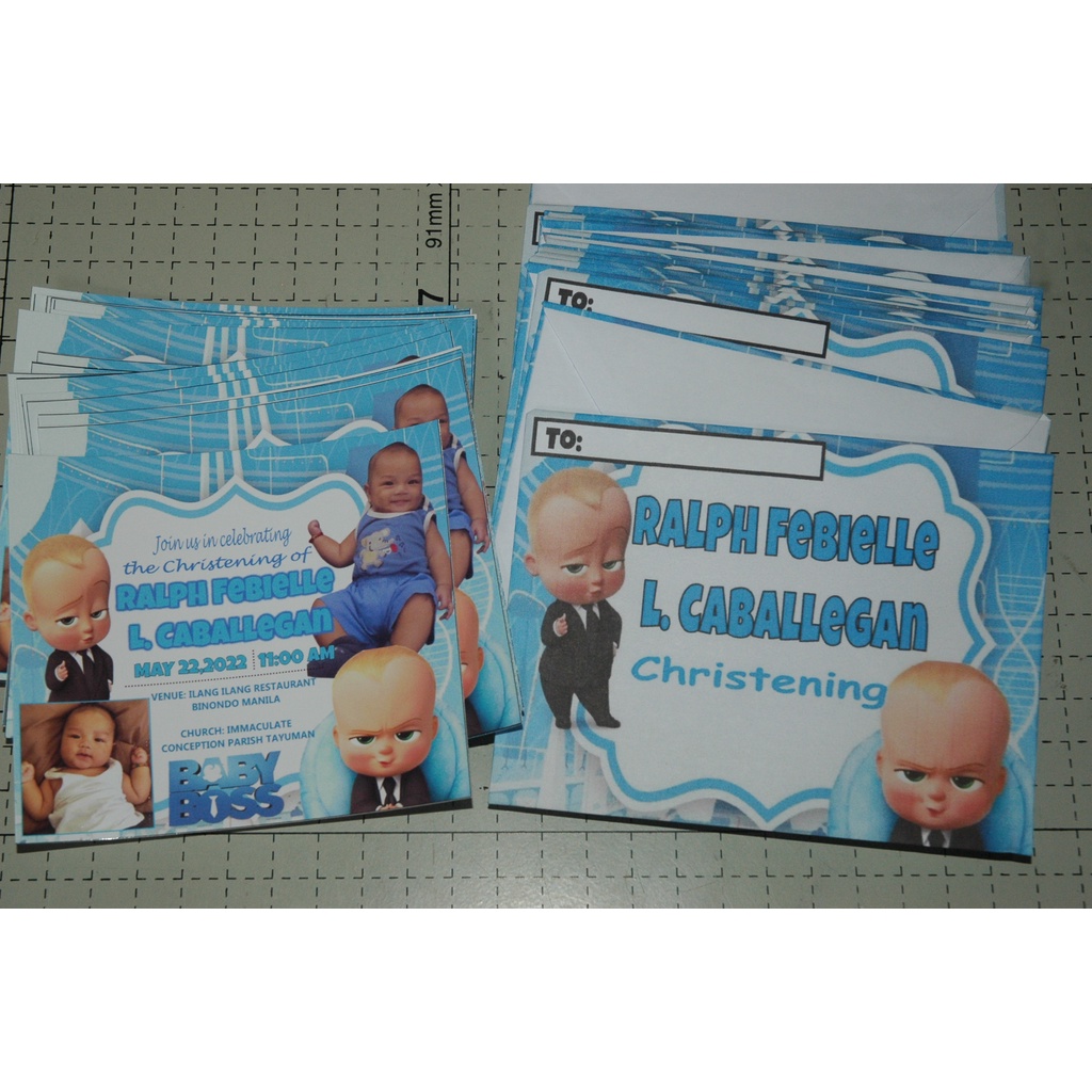 BABY BOSS THEME INVITATION WITH PRINTED ENVELOPE | 3.5x4 Inch CARD ...