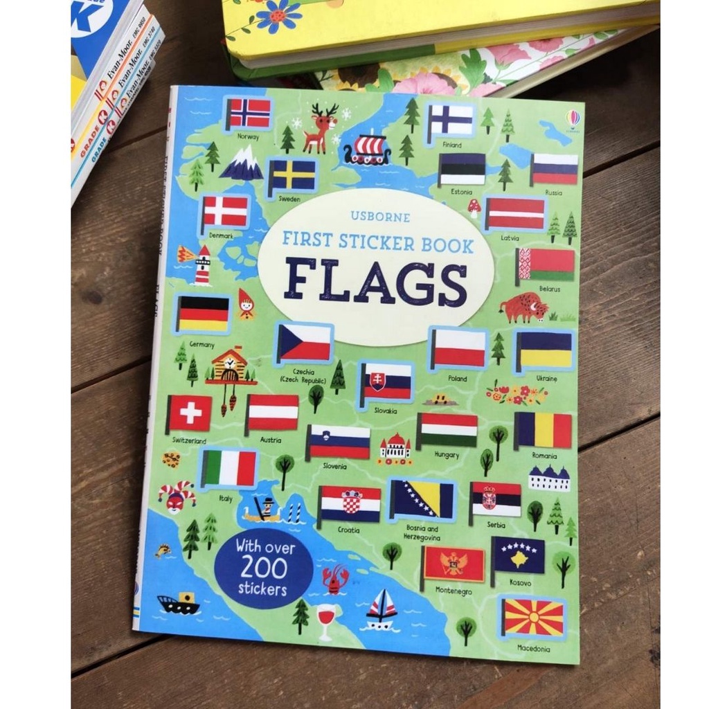 Usborne First Sticker Book (FLAGS) - book cover with SLIGHT FOLDS ...