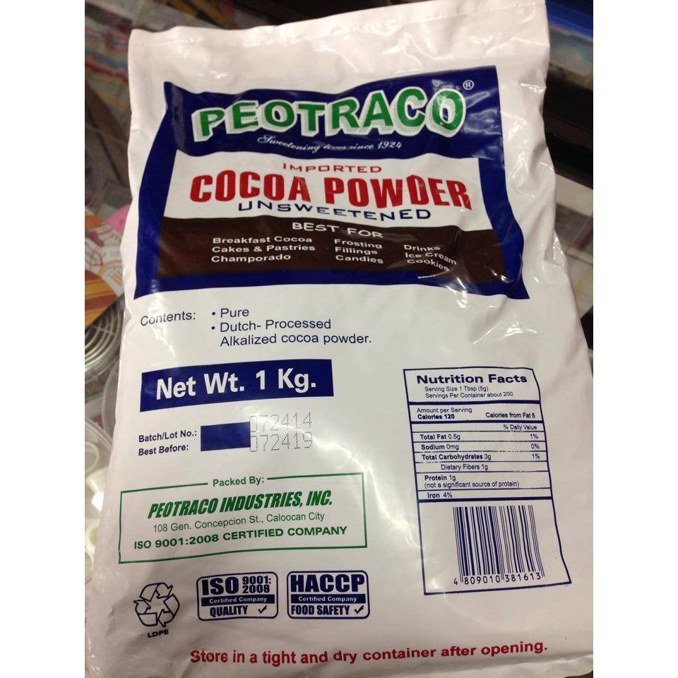 [1kg] Peotraco Premium Unsweetened Cocoa Powder Imported Alcalized ...