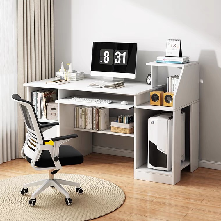 KAMER Computer Desk Desktop Home Study Desk Bookshelf Combination ...