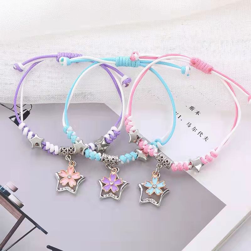 Luminous Lucky Charm Handmade Moon Flower Couple Friendship Bracelet ...