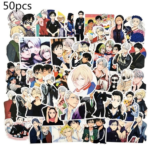 Z&M YURI!!! on ICE Stickers 50Pcs Anime Waterproof Doodle Stickers ...