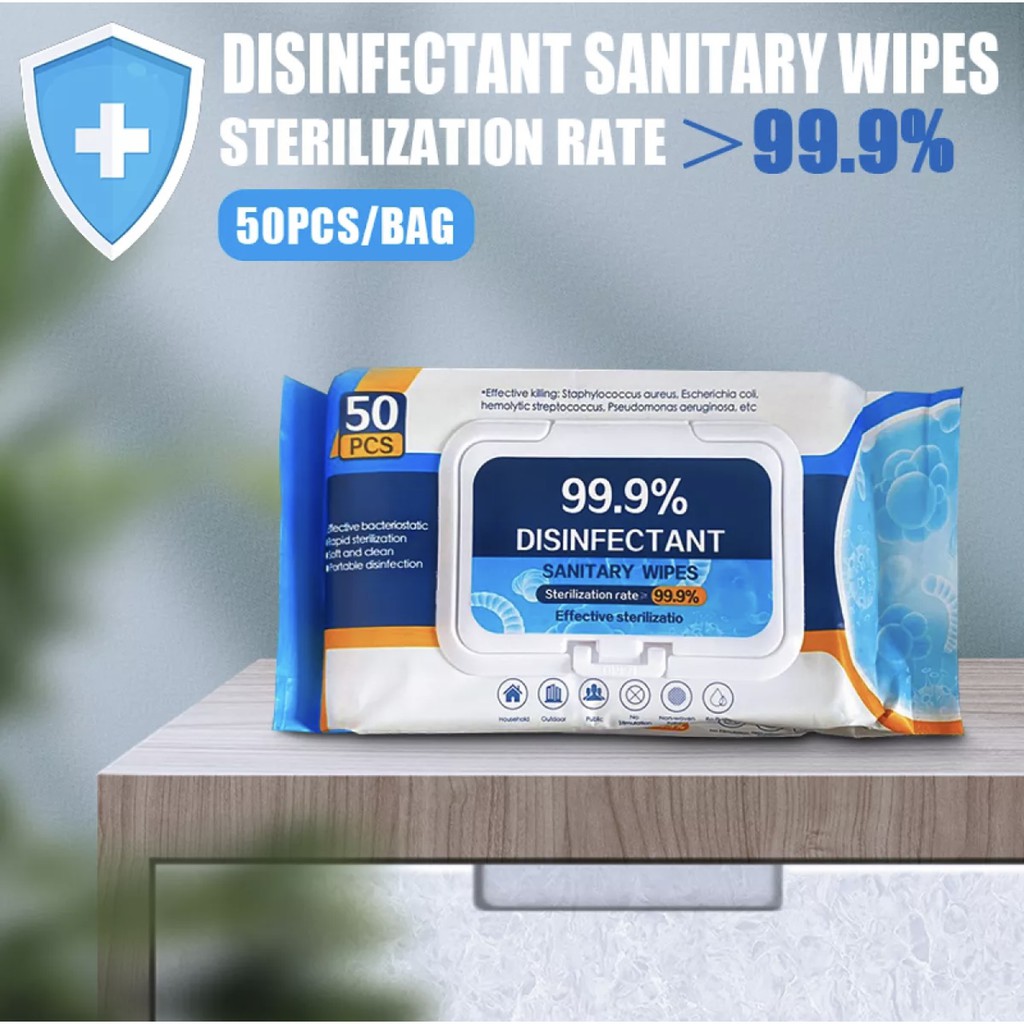 50/80 pieces disinfection wipes, disposable wipes can inhibit 99% of ...