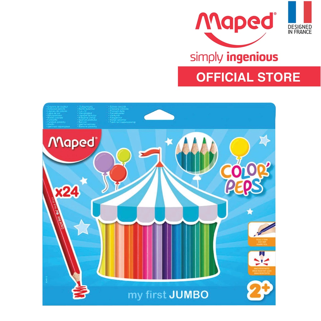 MAPED ColorPeps My First Jumbo Triangular Color Pencils 24 Colors ...
