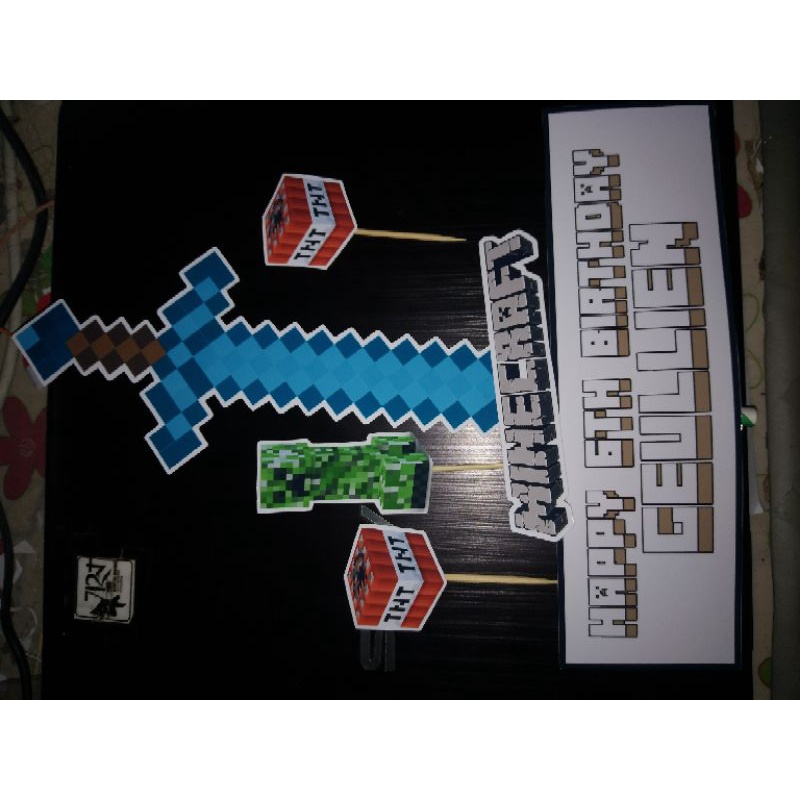 customized photo printed sword minecraft cake toppers | Shopee Philippines