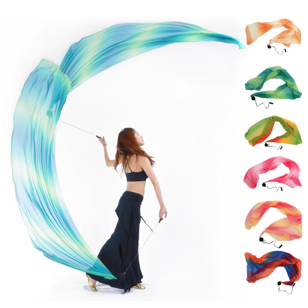 Belly Dance Silk Poi Throw Balls Stage Props Accories 206 x 70cm ...