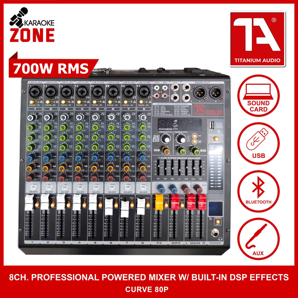 Titanium Audio Curve 80P / USB, Aux, Bluetooth / 700W RMS / Powered ...