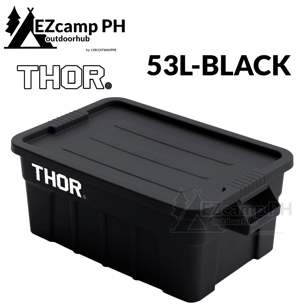THOR ® Premium 53L Stackable Plastic Storage Box with Lid Outdoor Camping Travel Heavy Duty ...