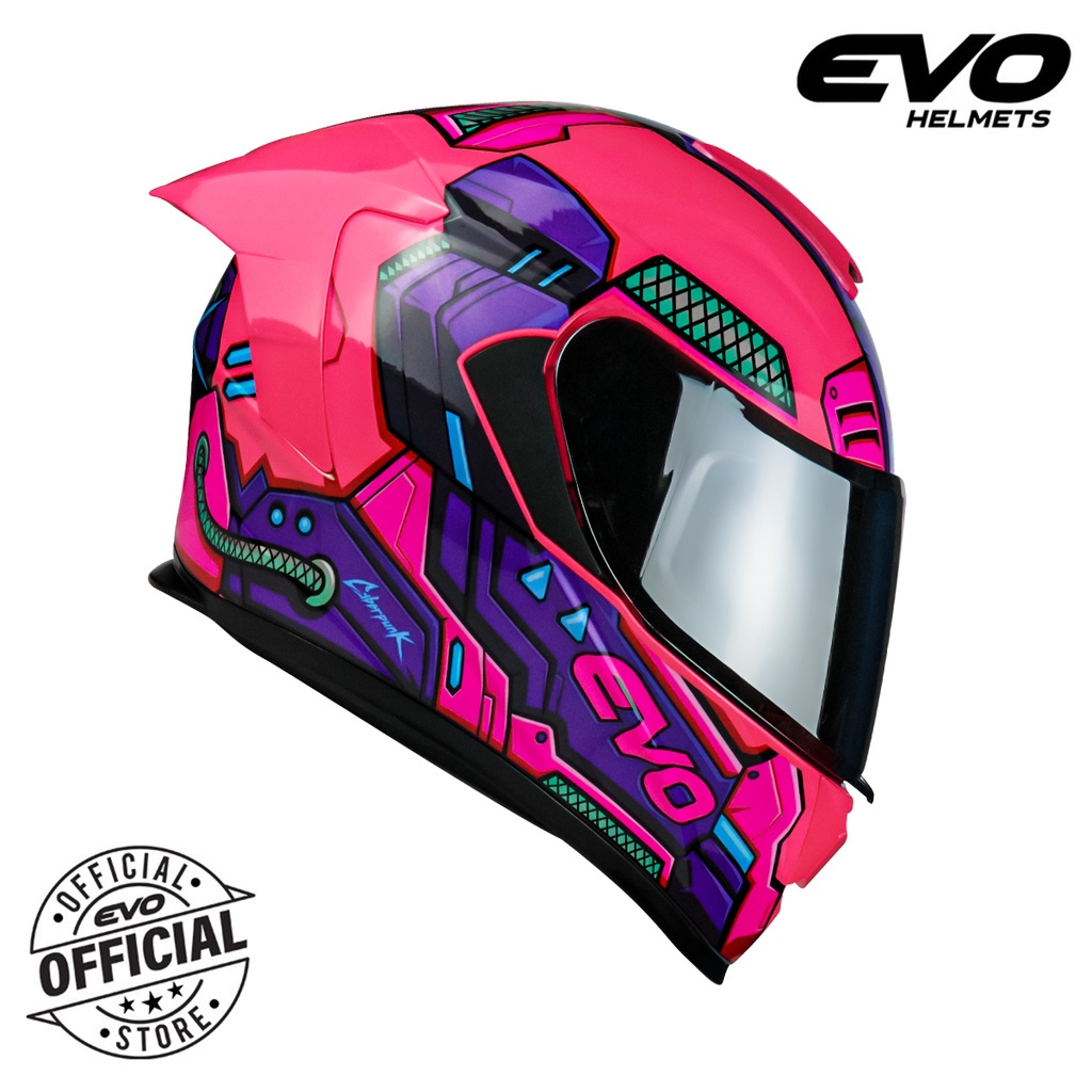 EVO HELMETS GT-PRO Cyberpunk Dual Visor Full Face Helmet with Free ...