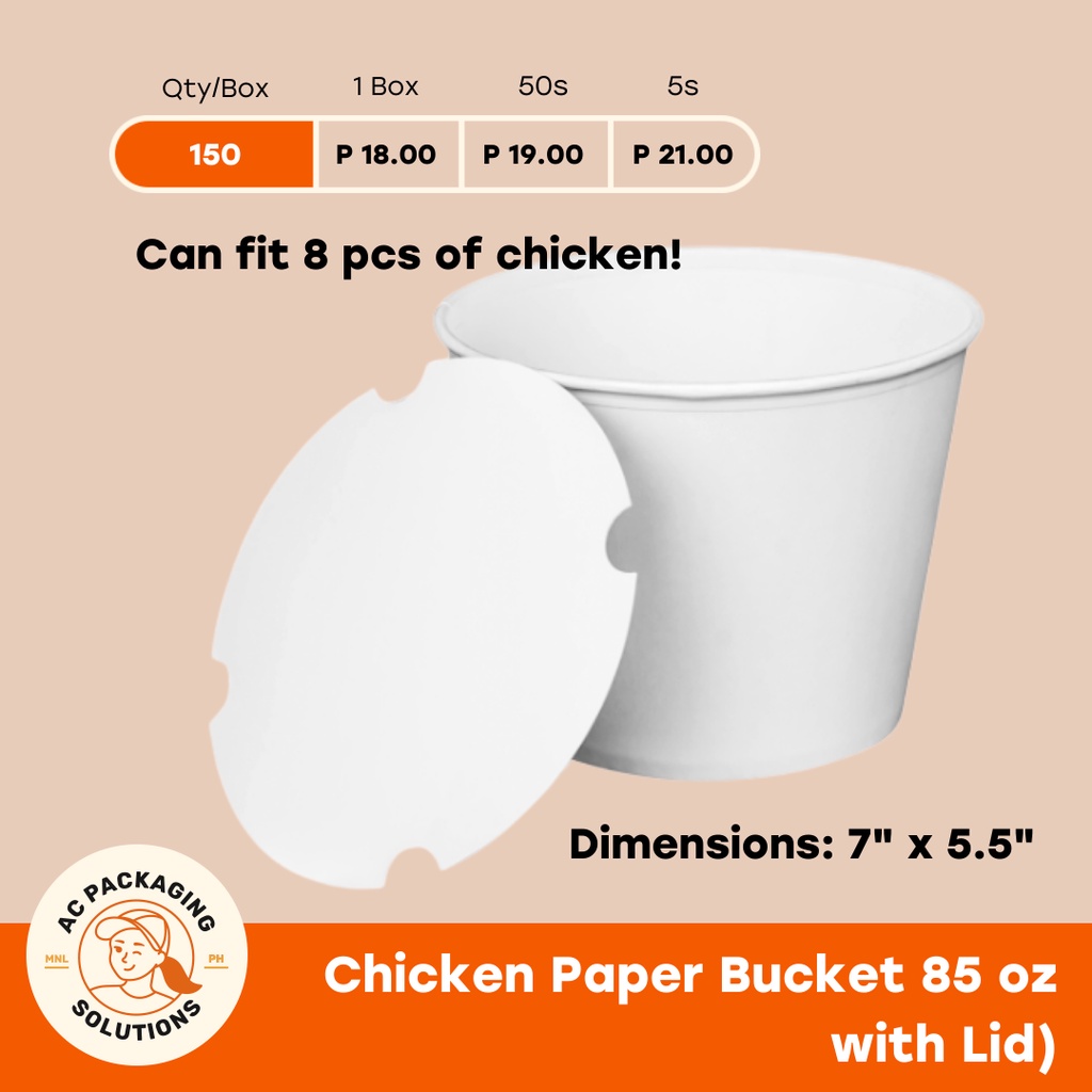 Chicken Paper Bucket 85 oz with Lid | Shopee Philippines