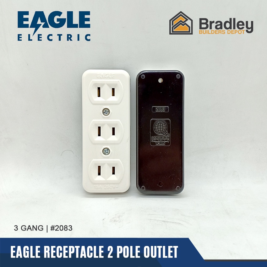 Eagle Receptacle 2 Pole Outlet (2 gang or 3 gang) | Shopee Philippines