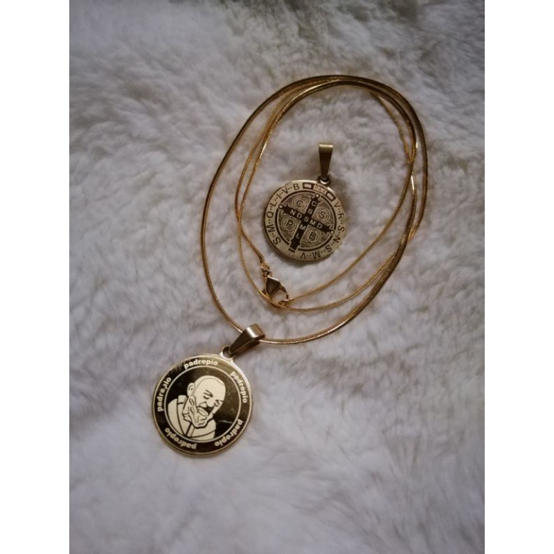 Padre Pio Gold plated stainless Steel Necklace | Shopee Philippines