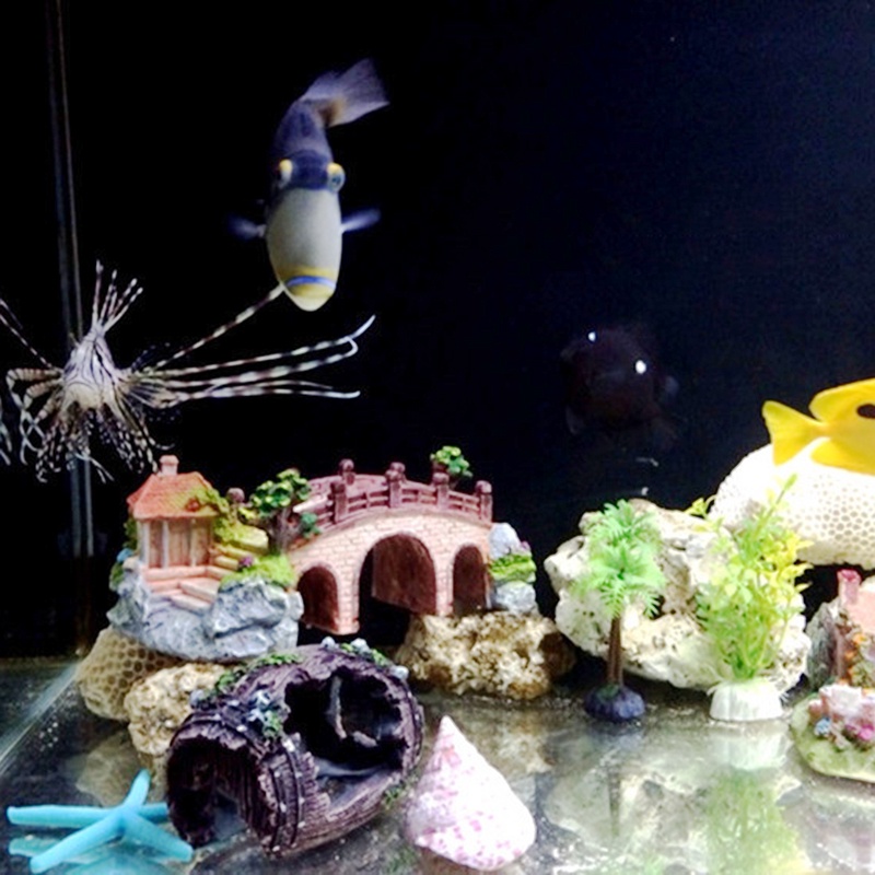 Aquarium Broken Barrel Decorations Betta Fish House Cave Resin Broken ...