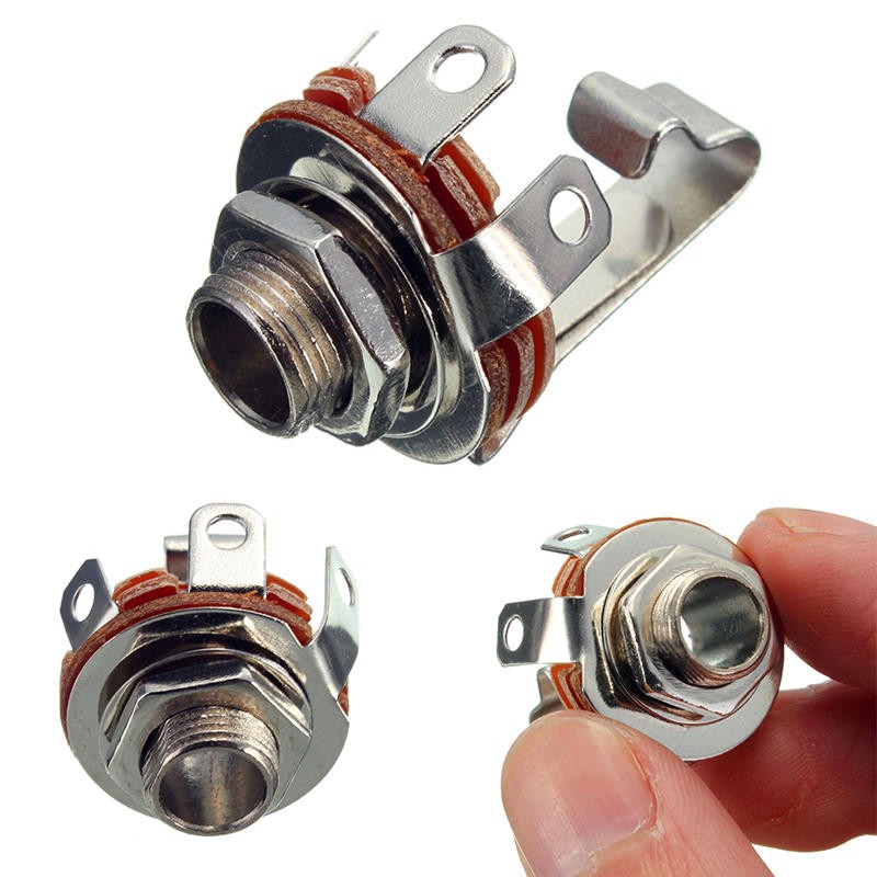 10pcs 1/4" 6.35mm Mono Female Jack with Switch Socket Panel for MIC ...