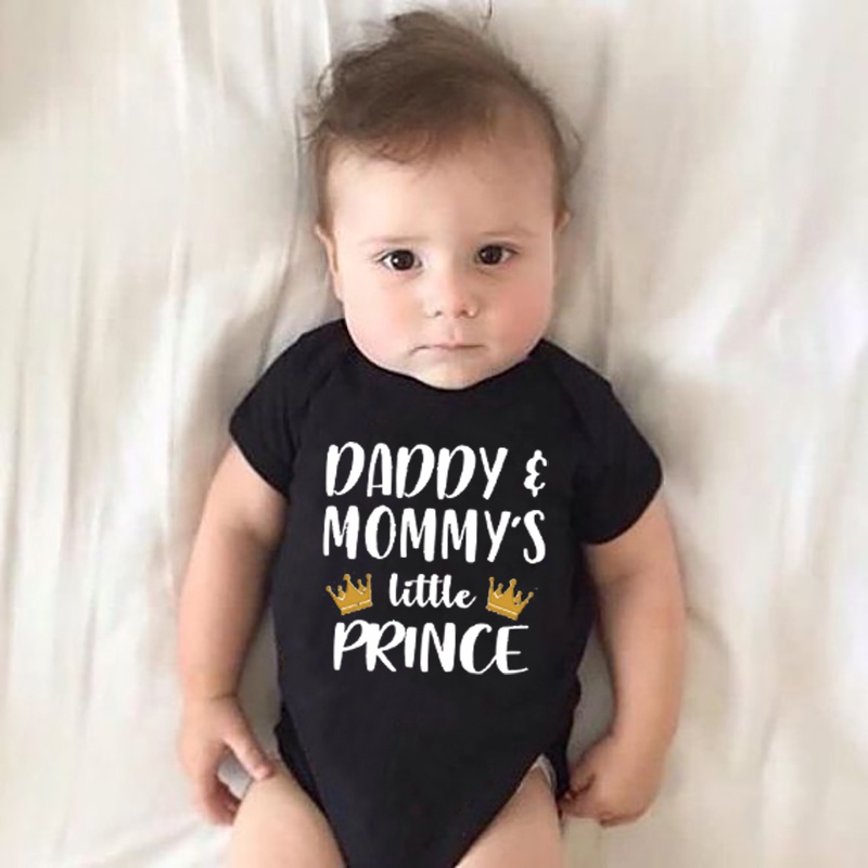 Daddy and Mommy's Little Prince Baby Onesie Casual Short Sleeve Baby ...