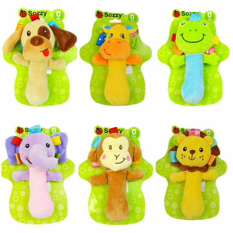 Sozzy Hand Bell Stick Interactive Baby Soft Plush Rattle Toy | Shopee ...
