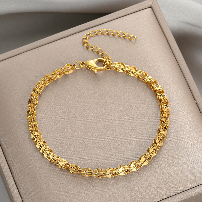 Chinese Style Simple Titanium Steel 18K Bracelet Full Phoenix Tail Fashionable Versatile Female Color Gold Classic Auspicious Ruyi Atmospheric
