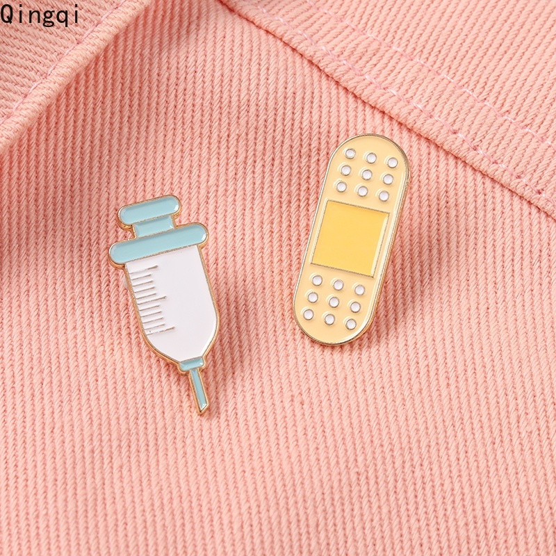 Funny Bandage Syringe Enamel Brooch Pins Creative Brooches Metal Badges ...