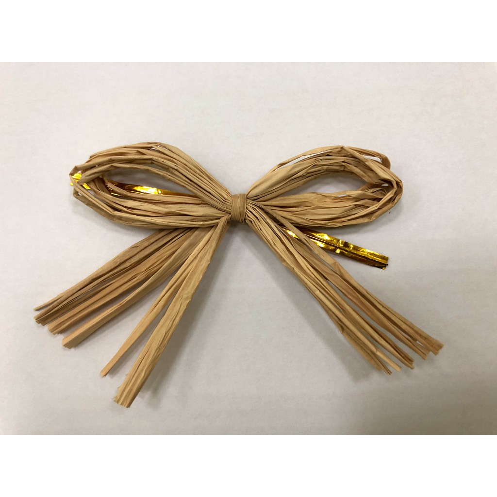 5pcs Raffia Bow Ribbon with Gold Metallic Twist | Shopee Philippines