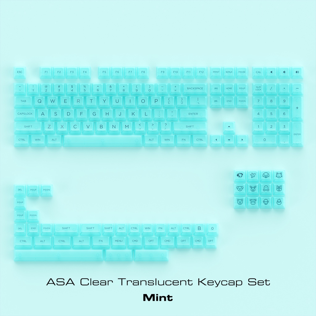 Akko ASA Clear Transparent Backlit Keycap V2 Set, PC Keyset for ANSI 61 ...