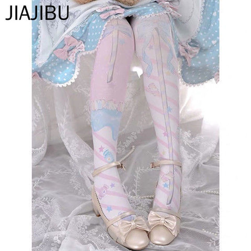 Cute Harajuku Style JK Socks Female Japanese Long Tube Lolita Knee ...