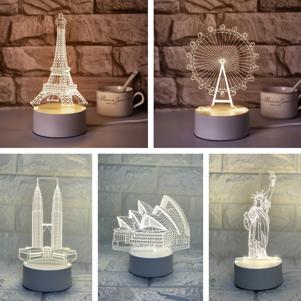 Tourist Attraction Designs Acrylic 3D Illusion LED Night Lamp | Shopee ...