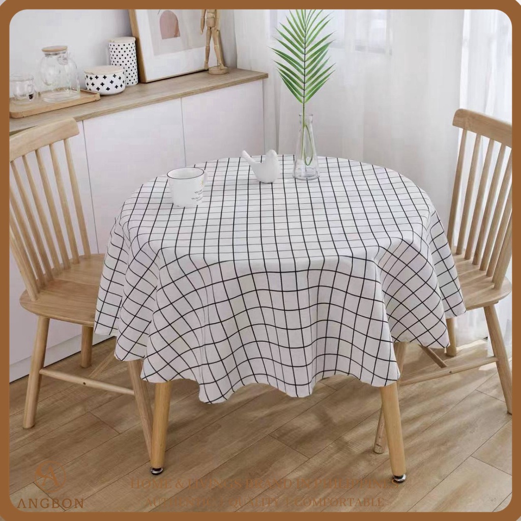 Angbon 152*152 Cm Round Table Cloth Waterproof Table Cloth Checkered ...
