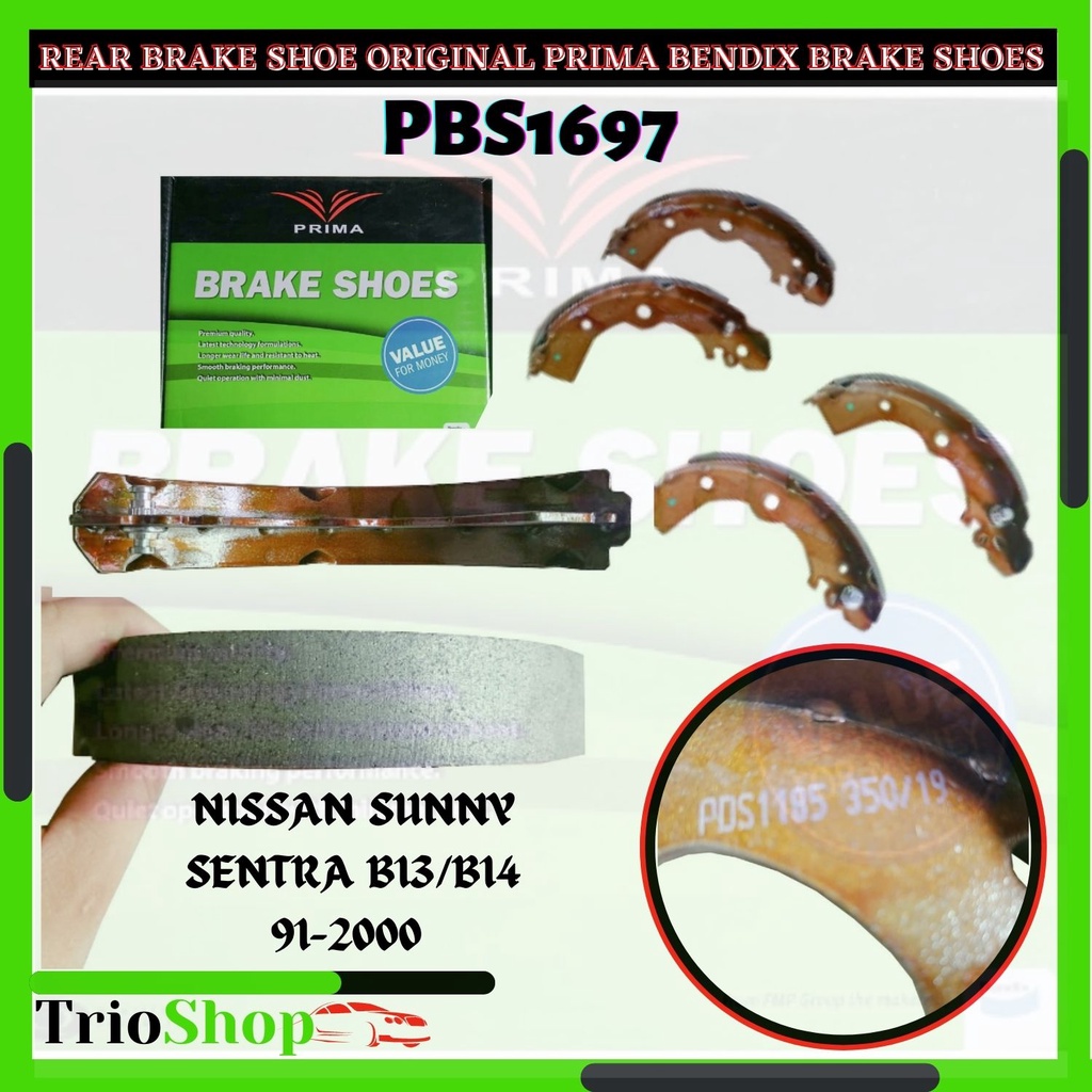 PBS1697 NISSAN SUNNY SENTRA B13/B14 91-2000 REAR BRAKE SHOE ORIGINAL ...