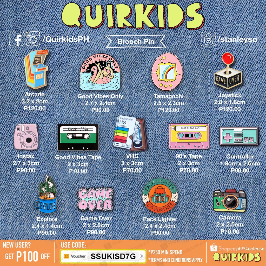 Brooch Metal Pins Retro Arcade Camera Gameboy Instax Diskette Casette ...