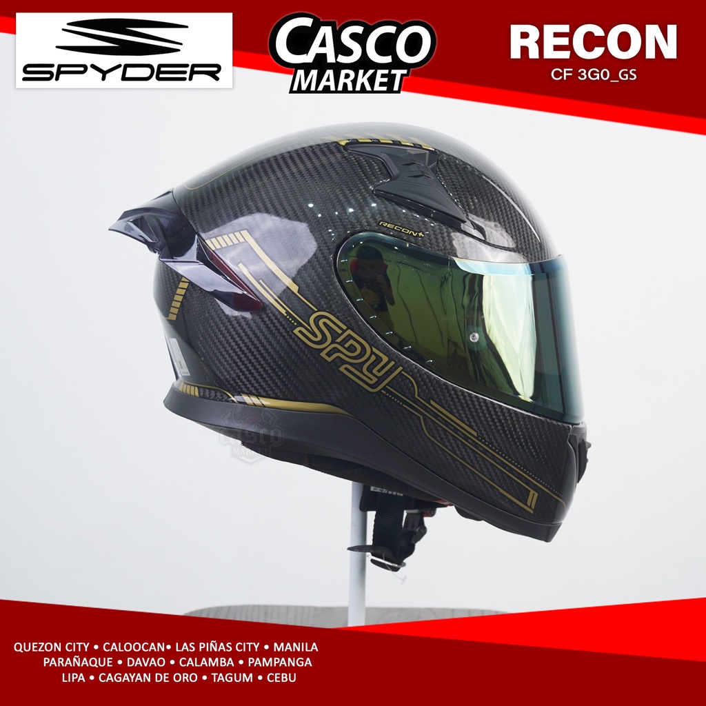 SPY RECON+ CARBON FIBER SPECTRA FULL FACE DUAL VISOR MOTORCYCLE HELMET ...