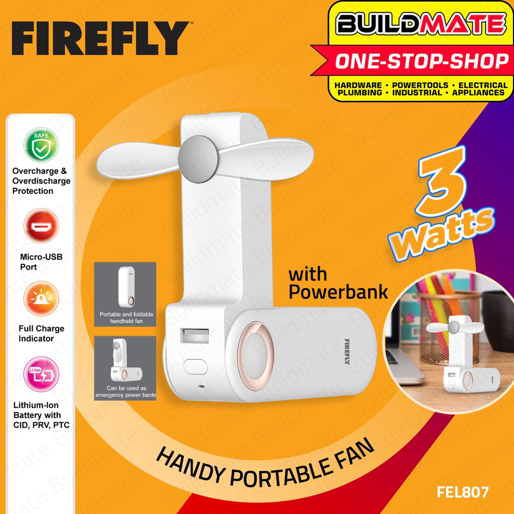 BUILDMATE Firefly Handy Foldable Fan Mini 3W | 3" Inch Multi functional ...
