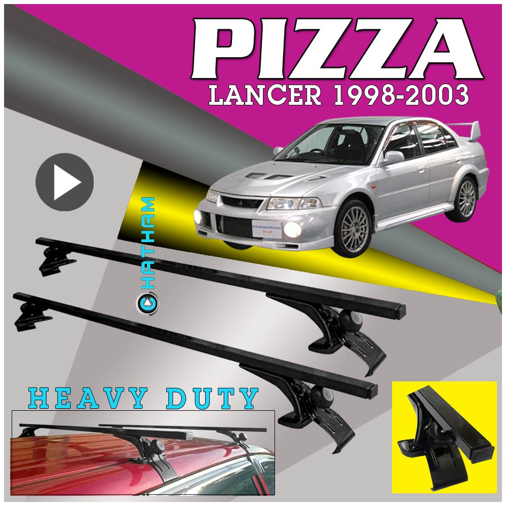 Gutterless Crossbar for Lancer Pizza ( 1997 - 2002 ) Black Heavy Duty ...