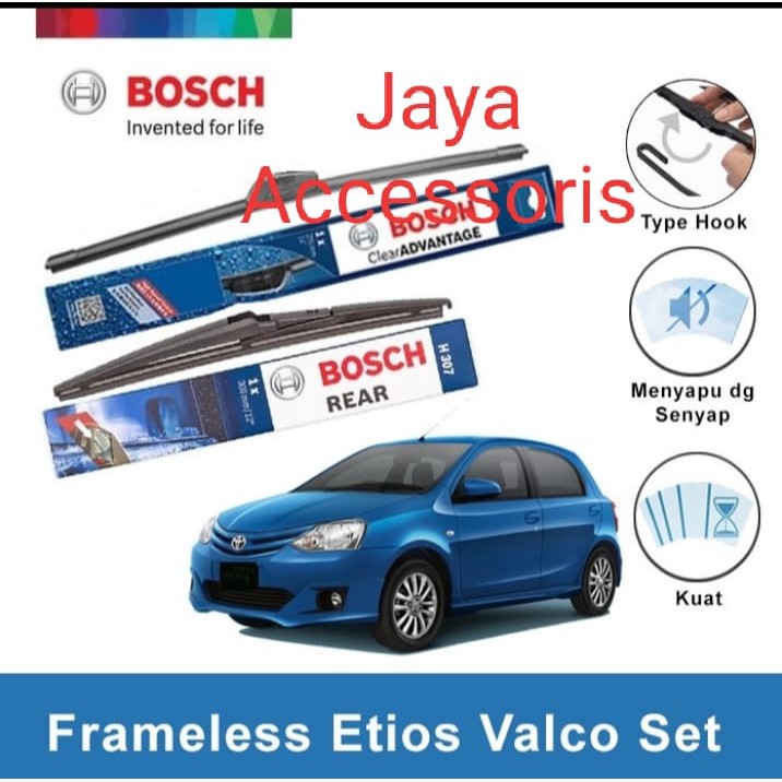 Toyota Etios Valco Front and Rear BOSCH Wiper 1 Set | Shopee Philippines
