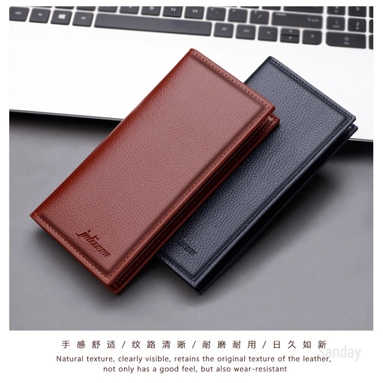 Long wallet Ultra-Thin Men's Multi-Card Slot Soft Leather Lychee ...