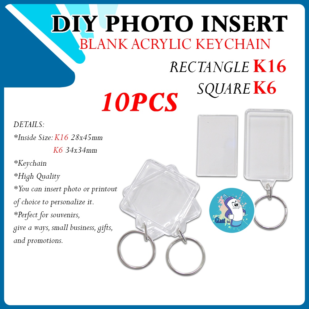 10pcs Blank Personalized Acrylic Keychain Rectangle Square Circle ...