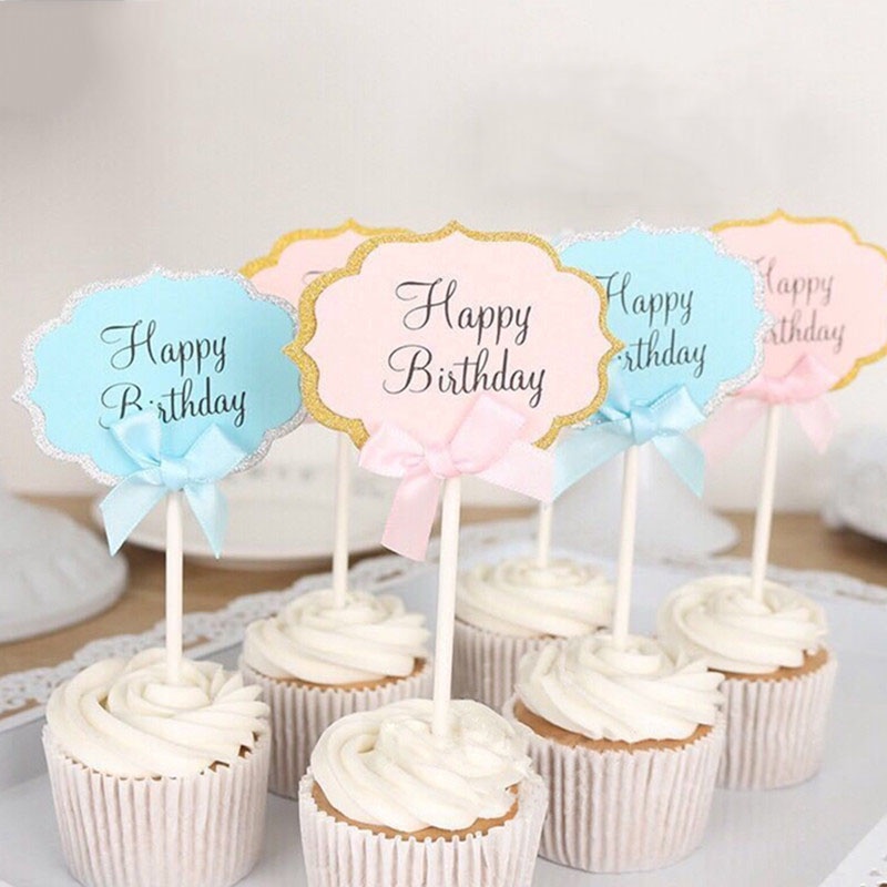 5pcs Happy Birthday Cupcake Cake Topper Birthday Cake Decoration DIY ...