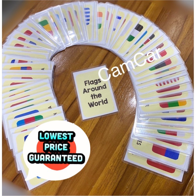 Flash Cards flag: Flags Around the World 50 PIECES with capital cities ...
