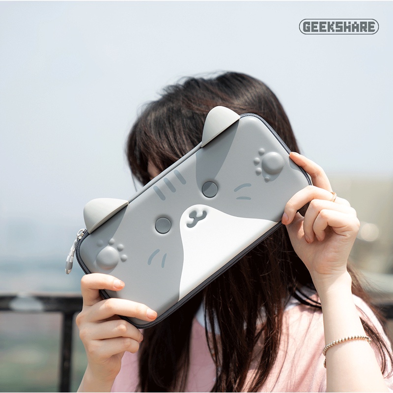 GeekShare Bags For Nintendo Switch OLED Cute Cats Ears Pink 3D Nintendo ...