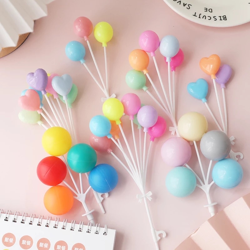 Small Fresh Cake Topper Kid Party Decoration Pink Plastic Balloon ...