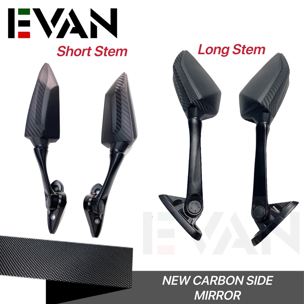 New Carbon Side Mirror Short And Long Stem White Glass For Nmax Pcx ADV ...