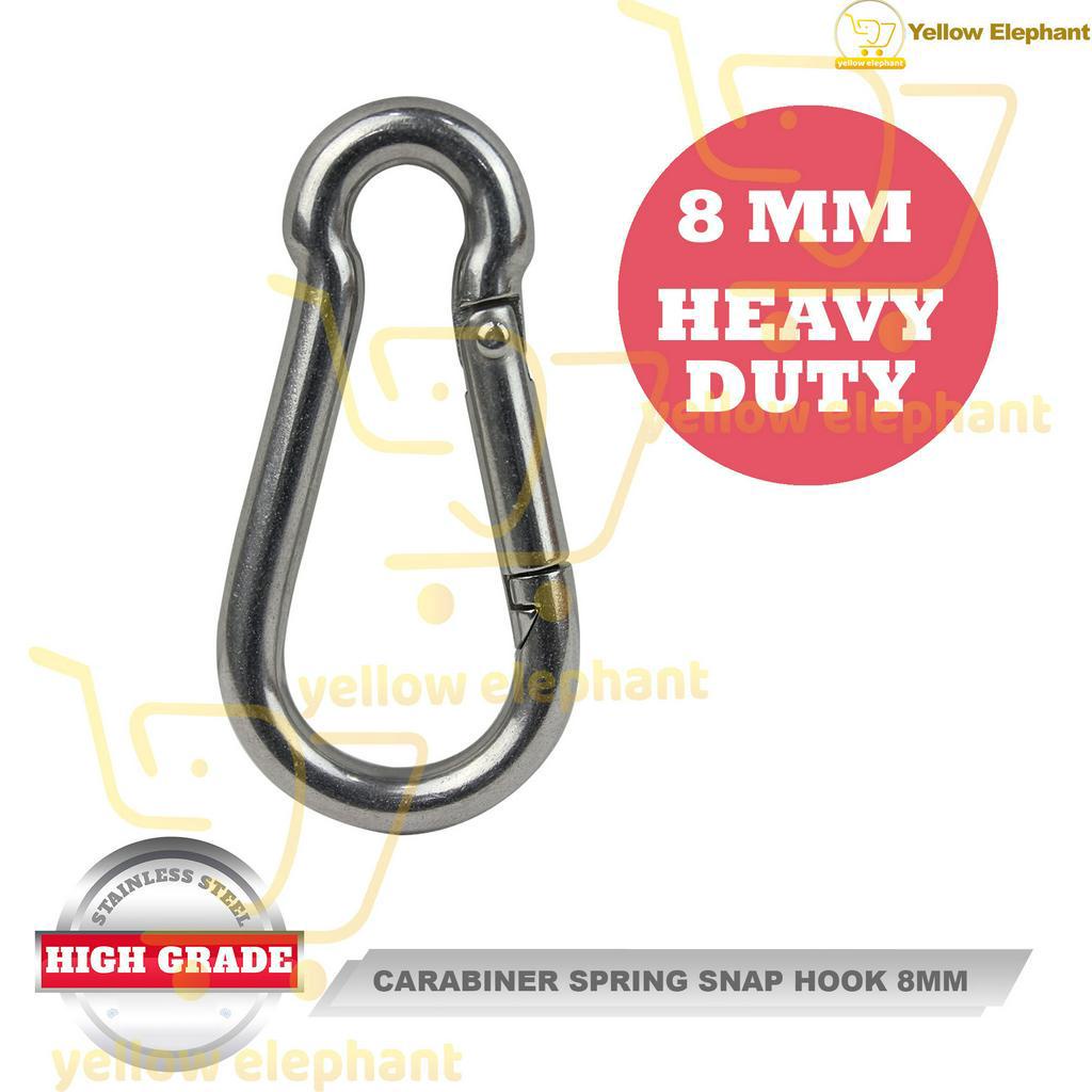Heavy Duty Stainless Steel Carabiner Spring Snap Hook 8mm | Shopee ...