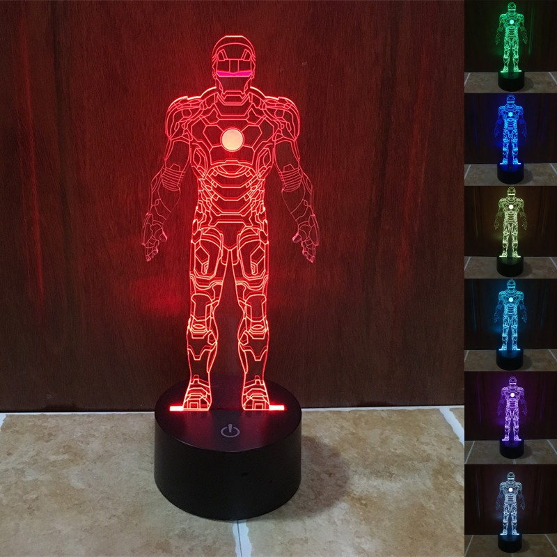 Marvel Super Hero Night Light 7 Colors Gradient Iron Man USB LED Table ...