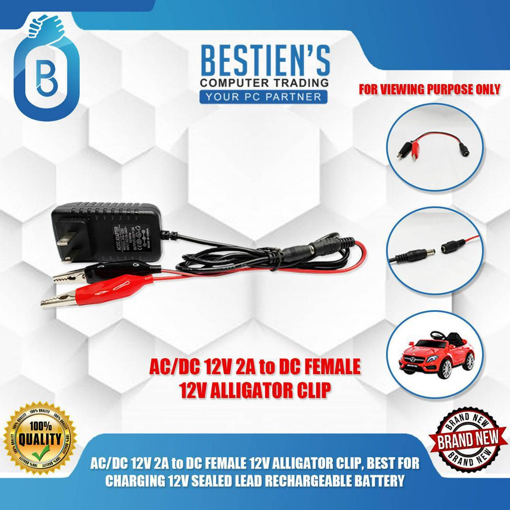 AC/DC 12V 2A to DC FEMALE 12V ALLIGATOR CLIP, BEST FOR CHARGING 12V ...