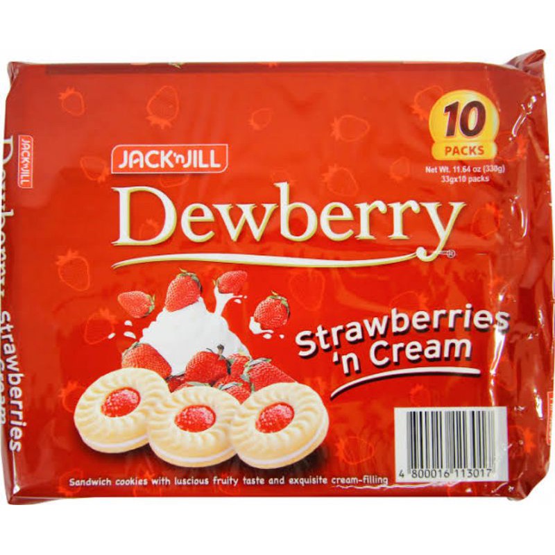 Dew Berry dewberry Strawberries and Cream Sandwich Cookies 33g x 10 pcs ...