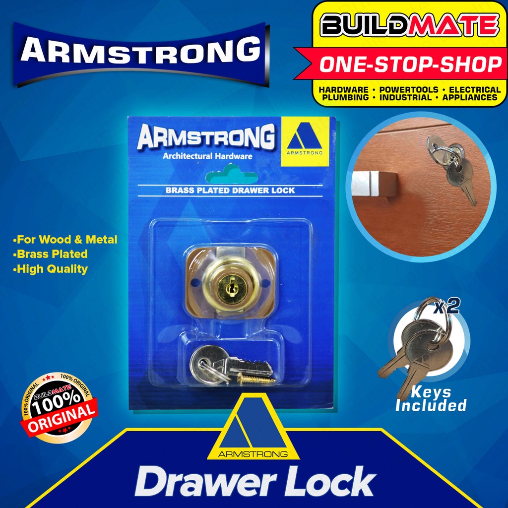 ARMSTRONG Brass Plated Drawer Lock 100% ORIGINAL / AUTHENTIC •BUILDMATE ...