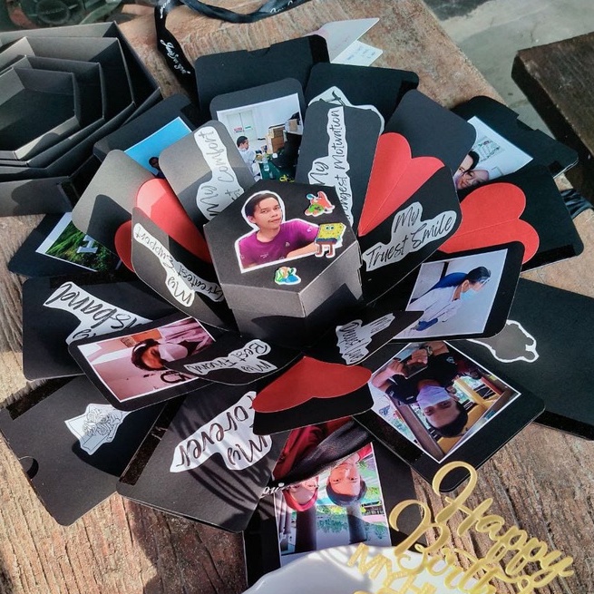 DIY Explosion Memory Box Hexagonal 14.3cmx23 custom Polaroid pictures ...
